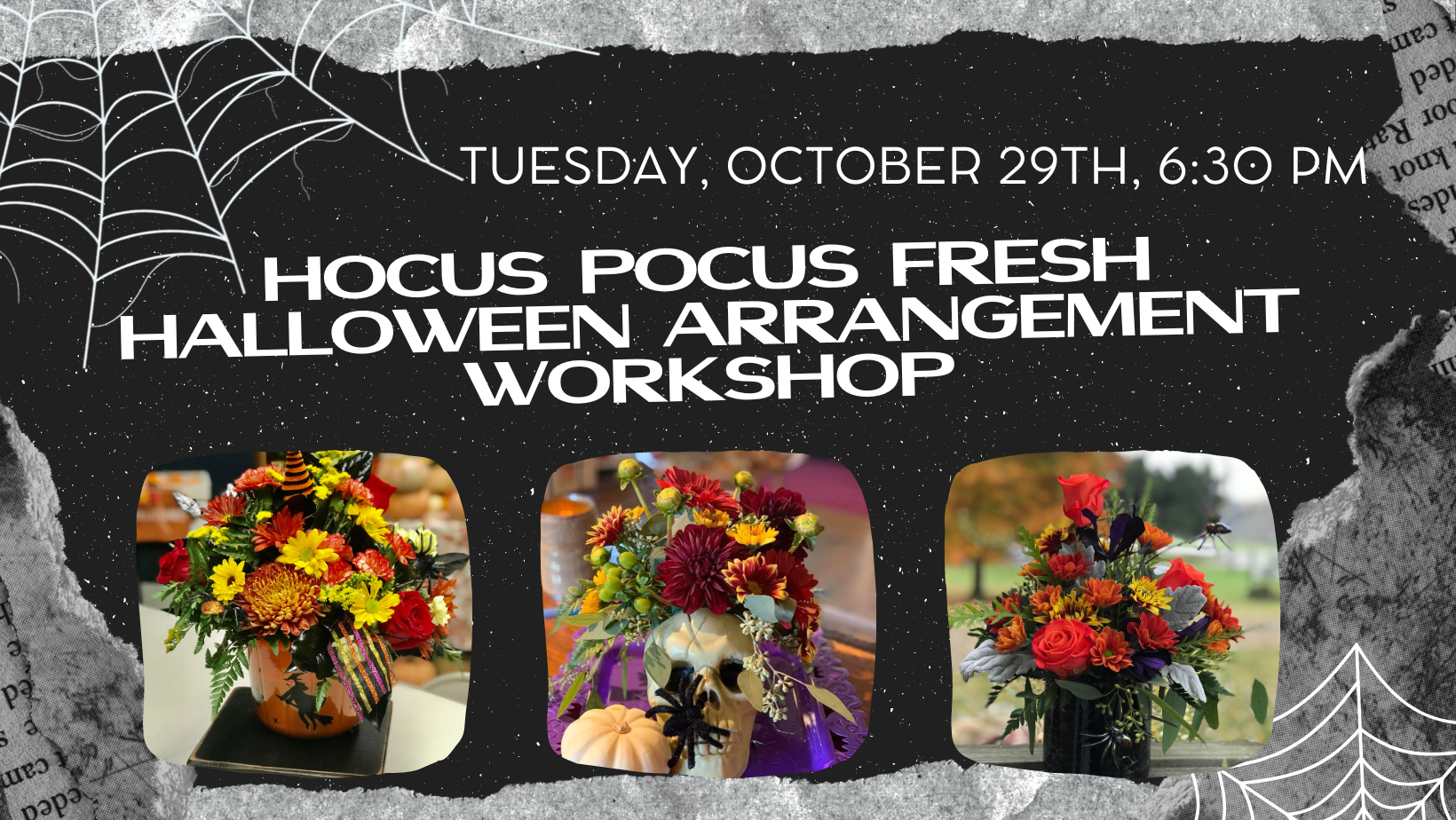 2024 Fall Series #2: Hocus Pocus Fresh Halloween Arrangement | Crooked ...